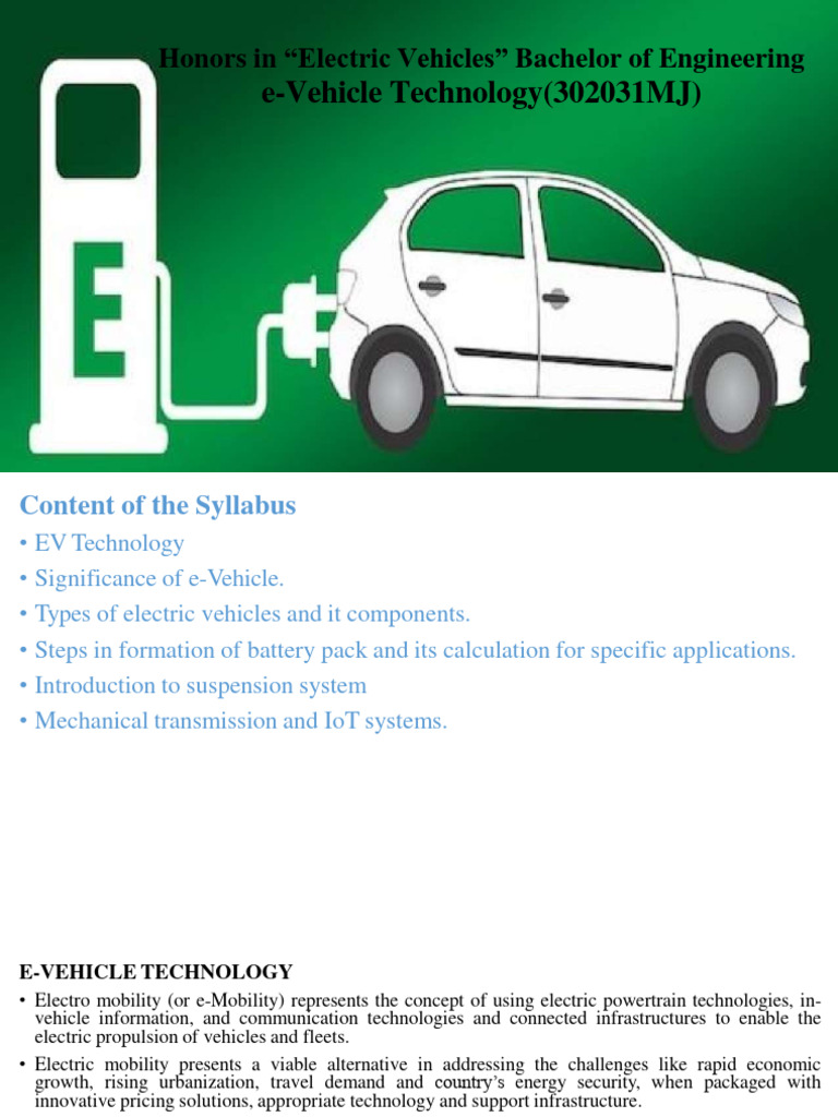 Unit 1 | PDF | Electric Vehicle | Plug In Hybrid