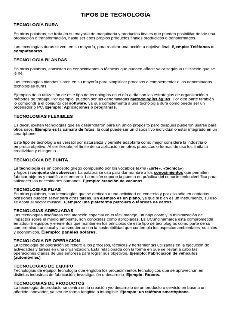 Tipos de Tecnologia 2 | PDF | Software de la aplicacion | Informática