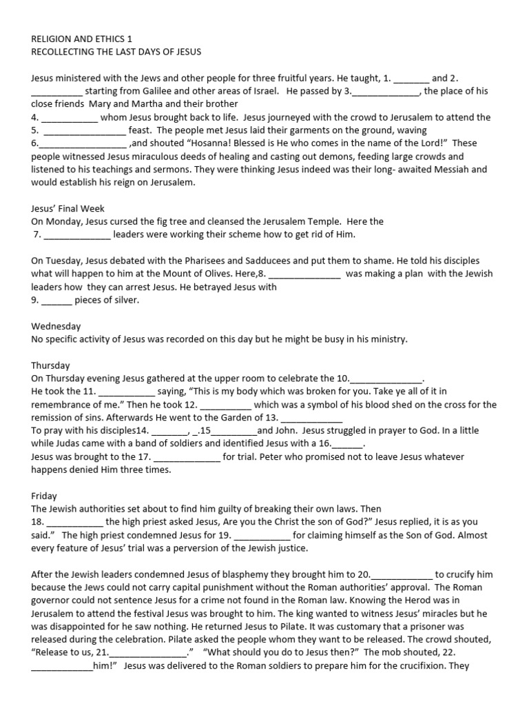 MODULE 8 The Death, Resurrection, and Ascension of Jesus | PDF | Jesus ...