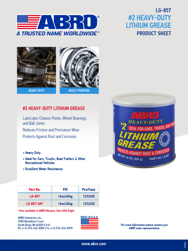 LG 857 Heavy Duty Lithium Grease 2021 | PDF