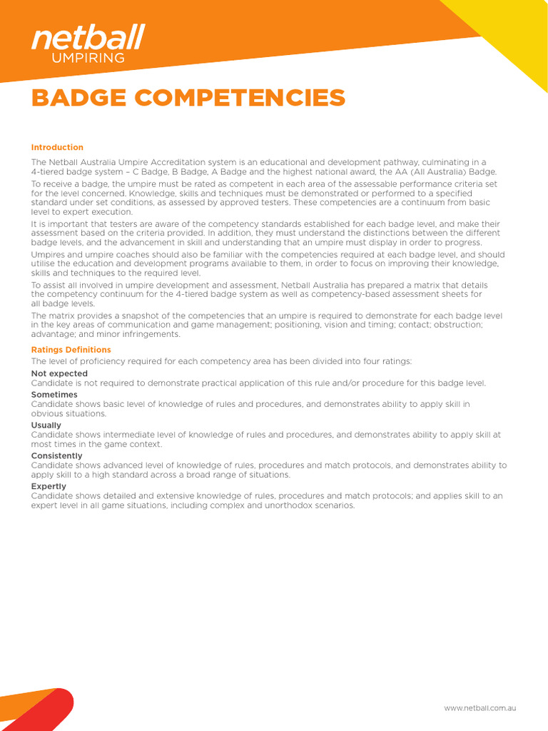 2017 Updated Badge Competencies - 29112017 | PDF