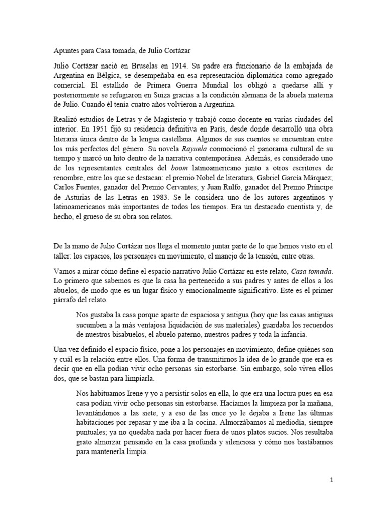 Análisis de "Casa tomada" | PDF