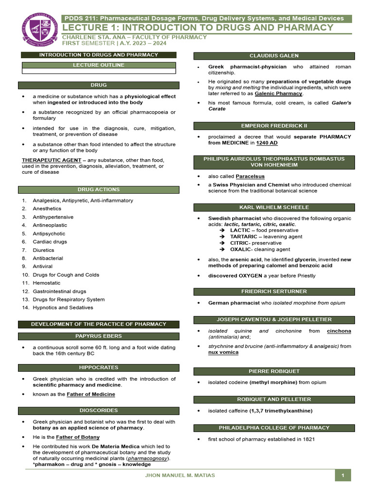 Introduction To Drugs and Pharmacy | Download Free PDF | Pharmacology ...