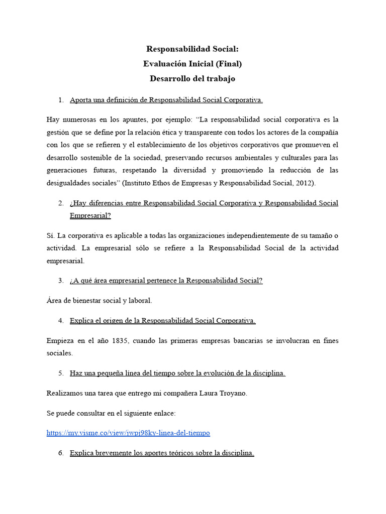 Responsabilidad Social - Evaluación Incial (Final) | Descargar gratis PDF | Responsabilidad ...