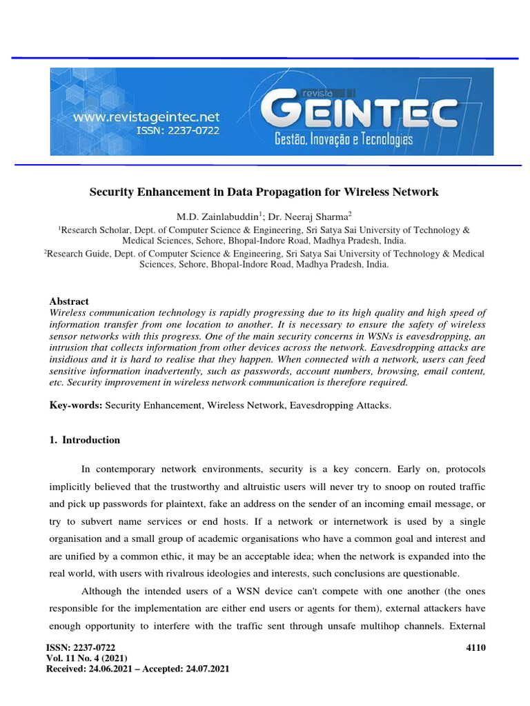 Security Enhancement in Data Propagation For Wireless Network | PDF ...