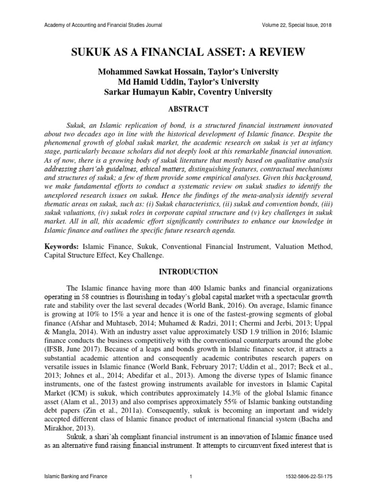 Review of Sukuk as a Financial Asset | PDF | Islamic Banking And ...