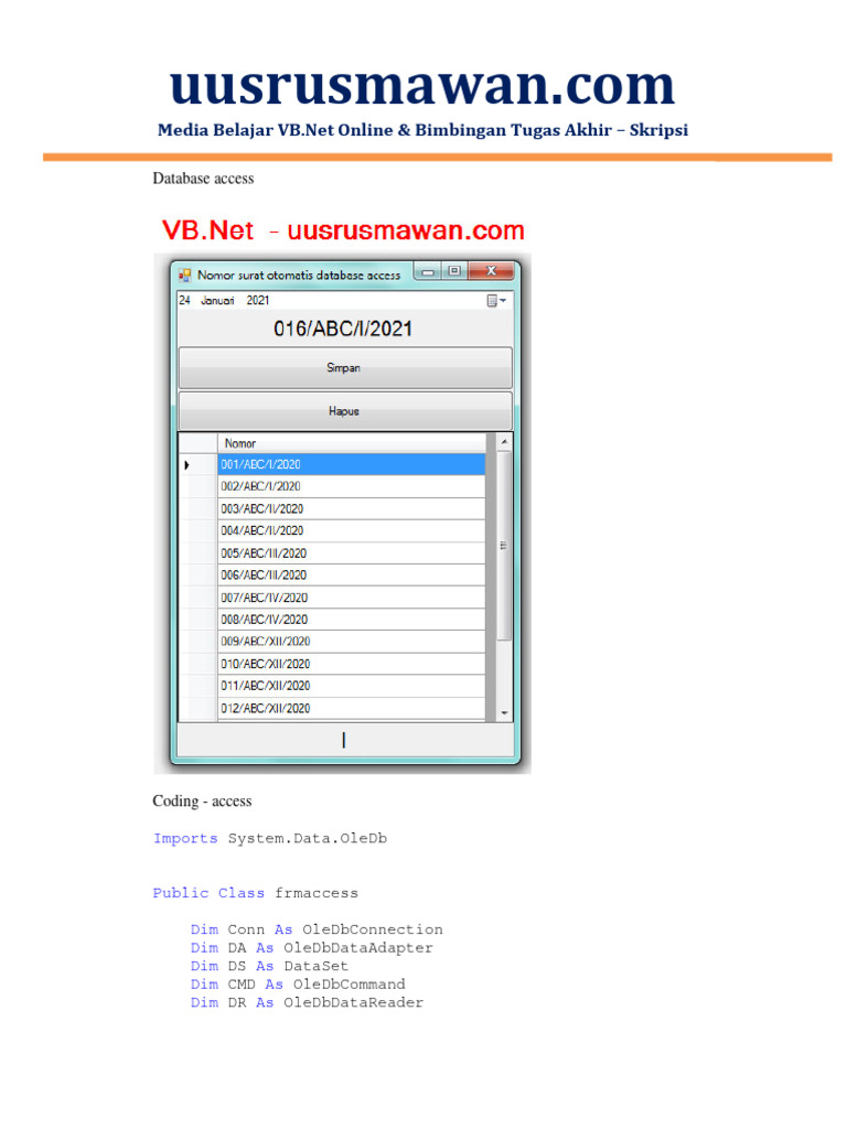 cara-membuat-nomor-surat-otomatis-dengan-vb.net | PDF | Microsoft ... cara-membuat-nomor-surat-otomatis-dengan-vb.net | PDF | Microsoft ...