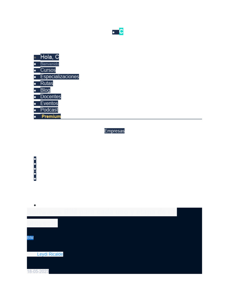 Softwares BIM para Cada Uso y Etapa de Un Proyecto: Hola, C | PDF | Autodesk Revit | Software