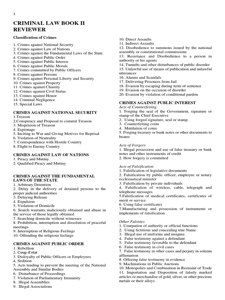 CRIMINAL LAW BOOK II Handouts | PDF | Perjury | Forgery