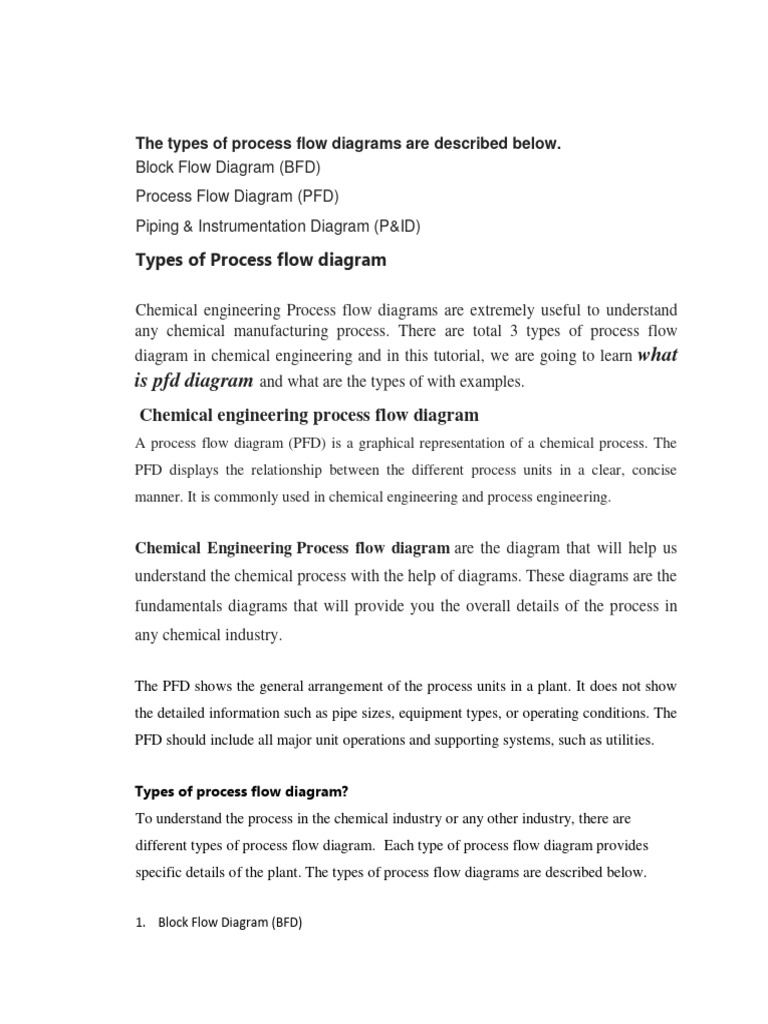 Types of Process Flow Diagrams in Chemical Engineering | PDF ...