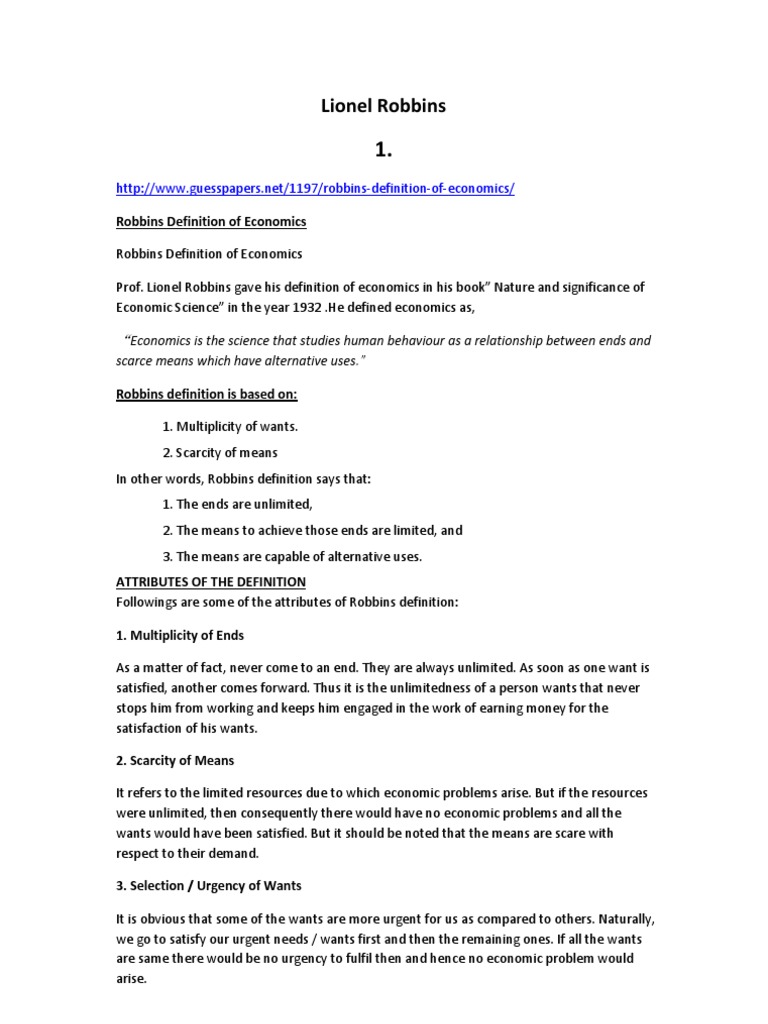 Lionel Robbins | PDF | Economics | Economic Growth