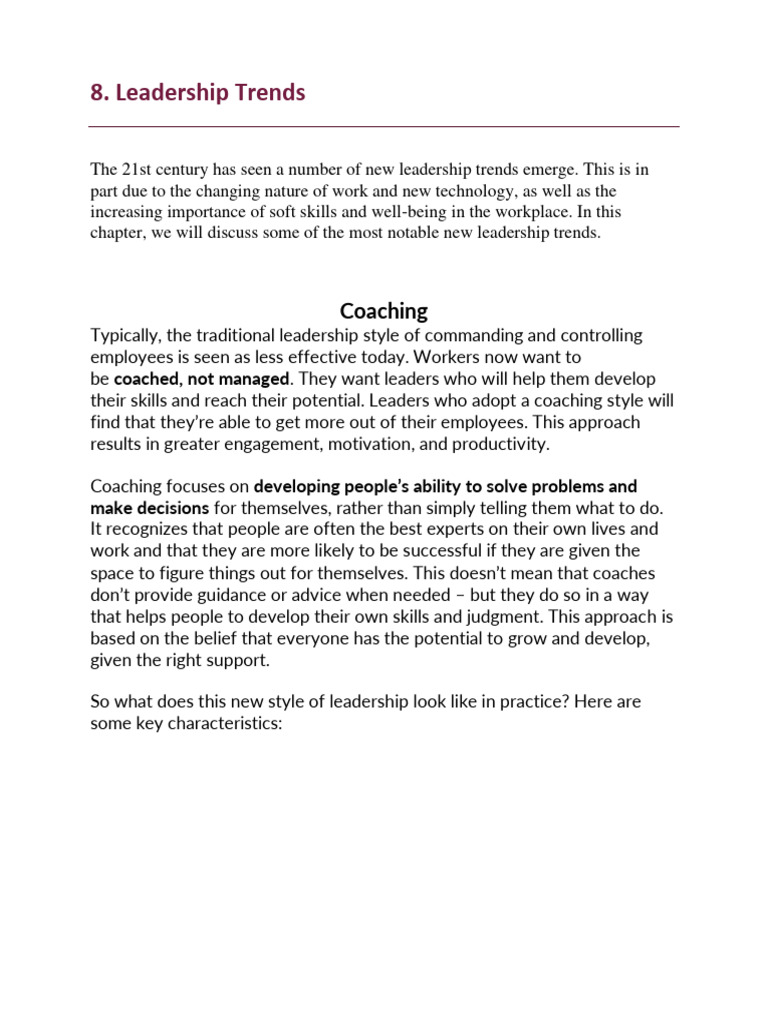 Leadership Trends | PDF | Leadership | Employment