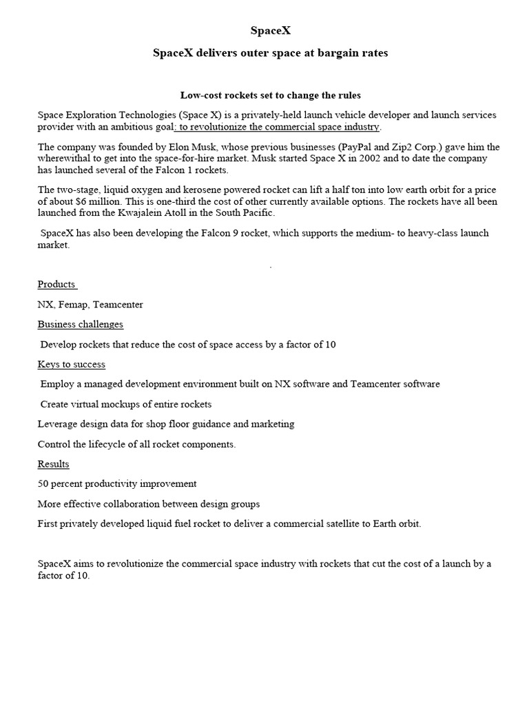 SpaceX Case Study | PDF | Art