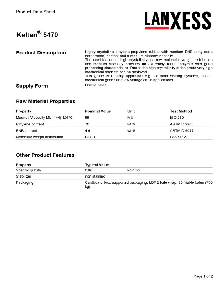 Keltan 5470 Pds 1005 | PDF