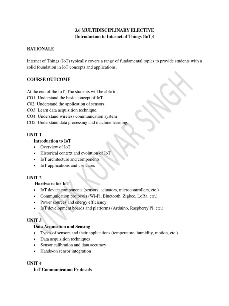 3.6 Multidisciplinary Elective (Introduction To Internet of Things (Iot) ) | Download Free PDF ...