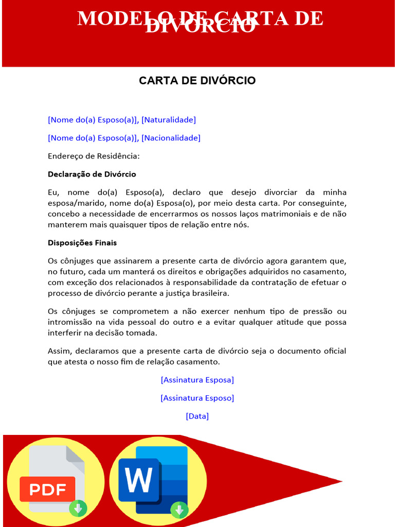 Modelo de Carta de Divorcio | PDF