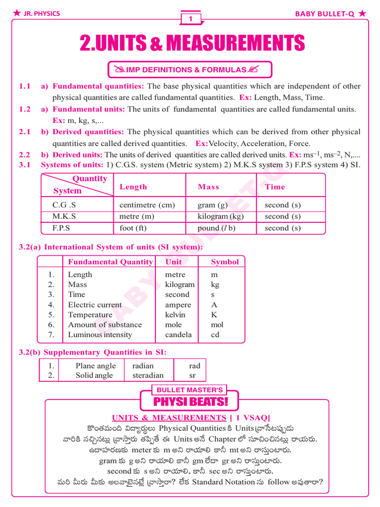 2 Units Measurements | Download Free PDF | International System Of ...