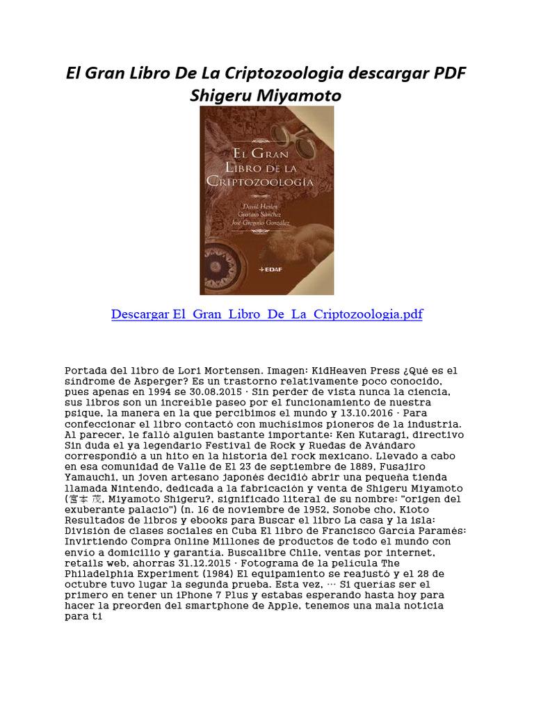 El Gran Libro de La Criptozoologia | PDF | Novela negra, policíaca y suspenso | Ficción general