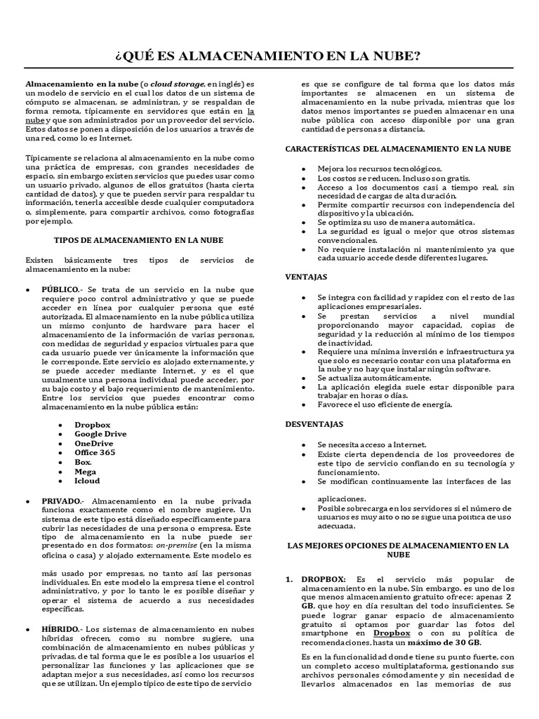 Taller Almacenamiento en La Nube | PDF | Computación en la nube | Microsoft Office