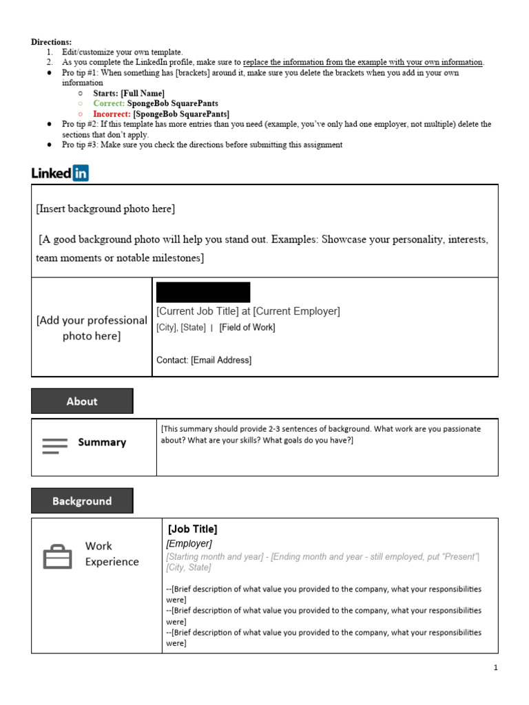 Editable LinkedIn Profile Template | PDF | Linked In | Computing