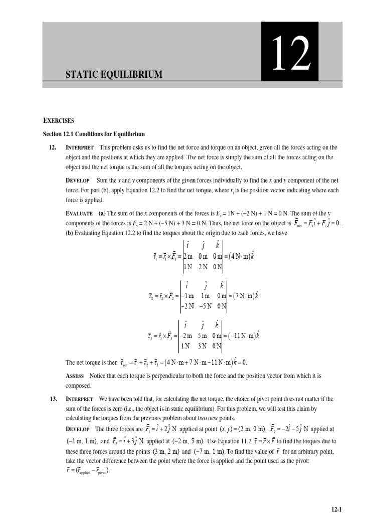 Static Equilibrium Problems | PDF | Torque | Force