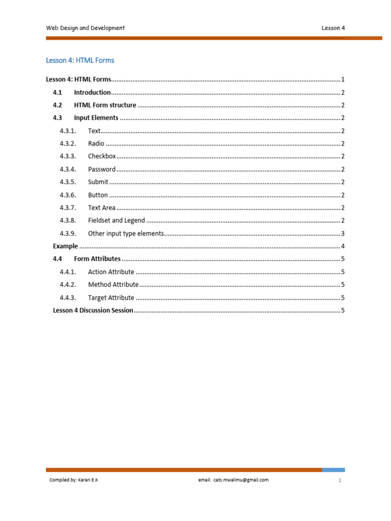Lesson 4 HTML Forms | PDF | Html Element | Software Lesson 4 HTML Forms | PDF | Html Element | Software