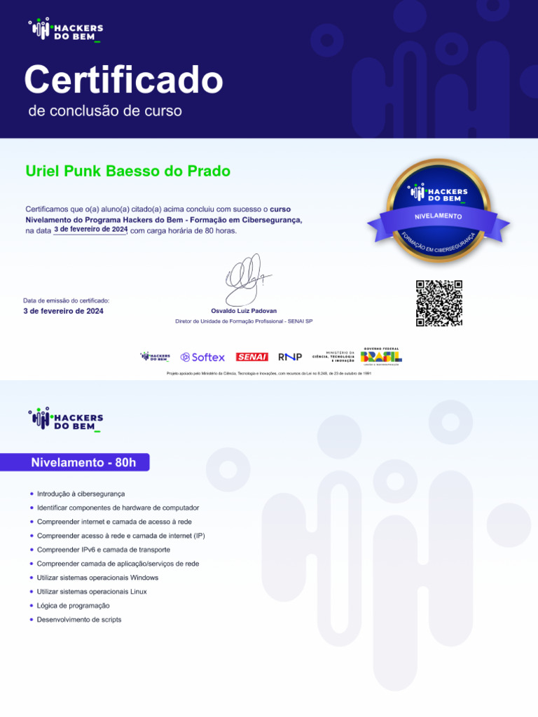 Certificado - Nivelamento | PDF