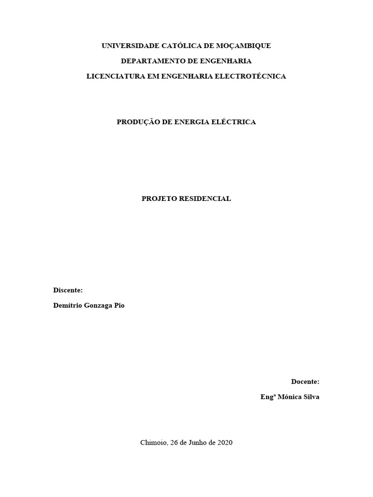Demitrio Projecto Residencial | PDF | Rede elétrica | Condutor elétrico