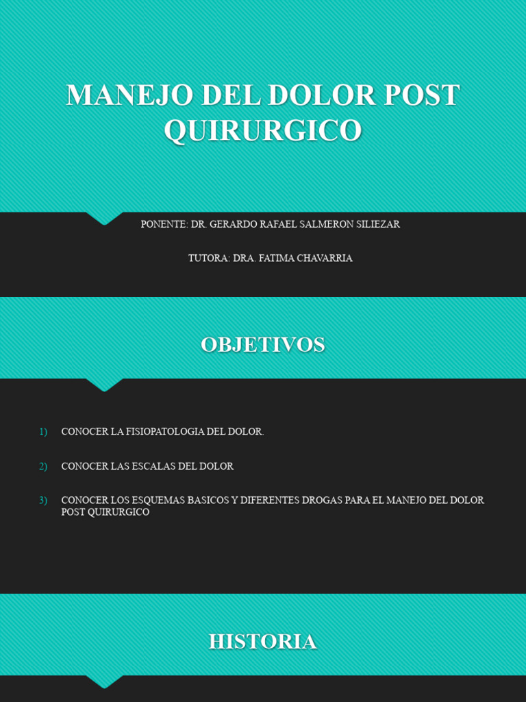 Manejo Del Dolor Post Quirurgico | PDF | Dolor | Medicina CLINICA