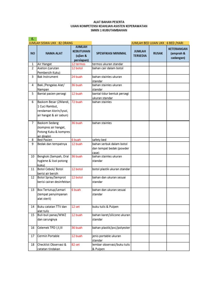 E. Alat Bahan Ukk Skensa 2024 | PDF