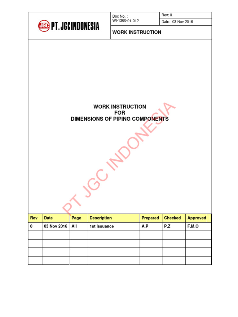 Piping Component Work Instructions | PDF | Pipe (Fluid Conveyance ...