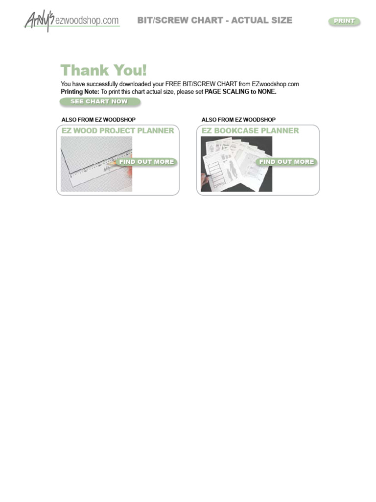EZ Woodshop Bit/Screw Chart Guide | PDF