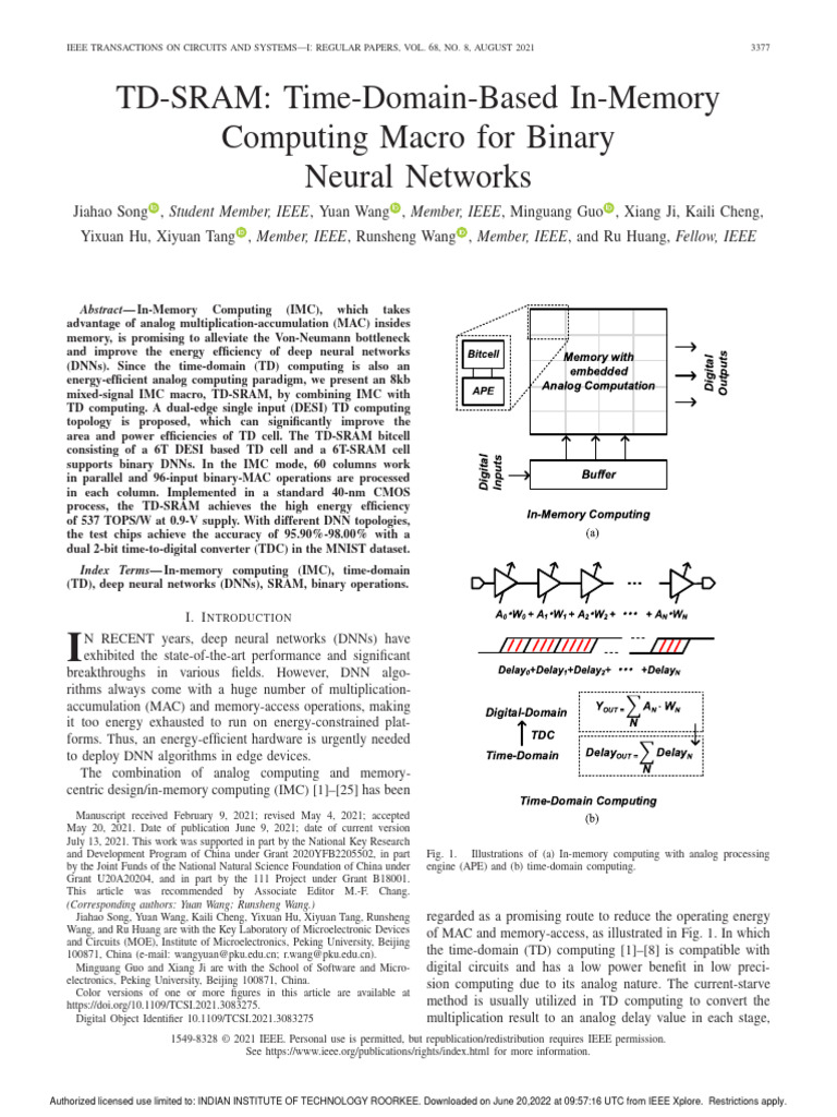 00 Td Sram Time Domain Based In Memory Computing Macro For Binary Neural