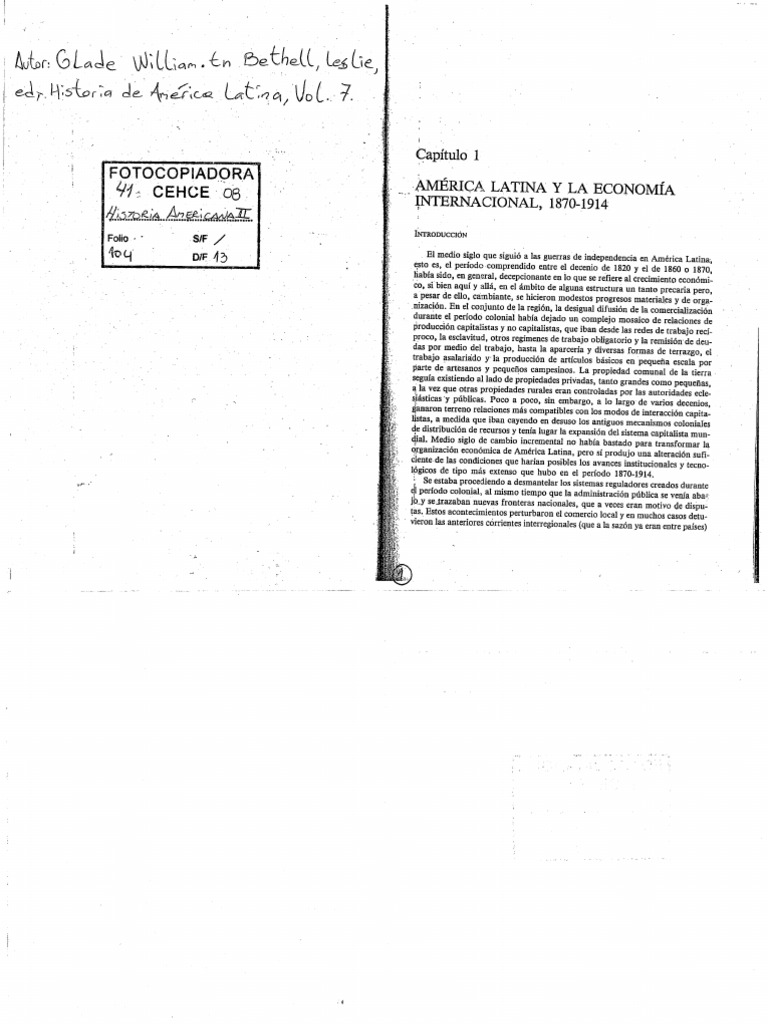 GLADE, William, 1991. América Latina en La Economía Internacional, 1870 ...