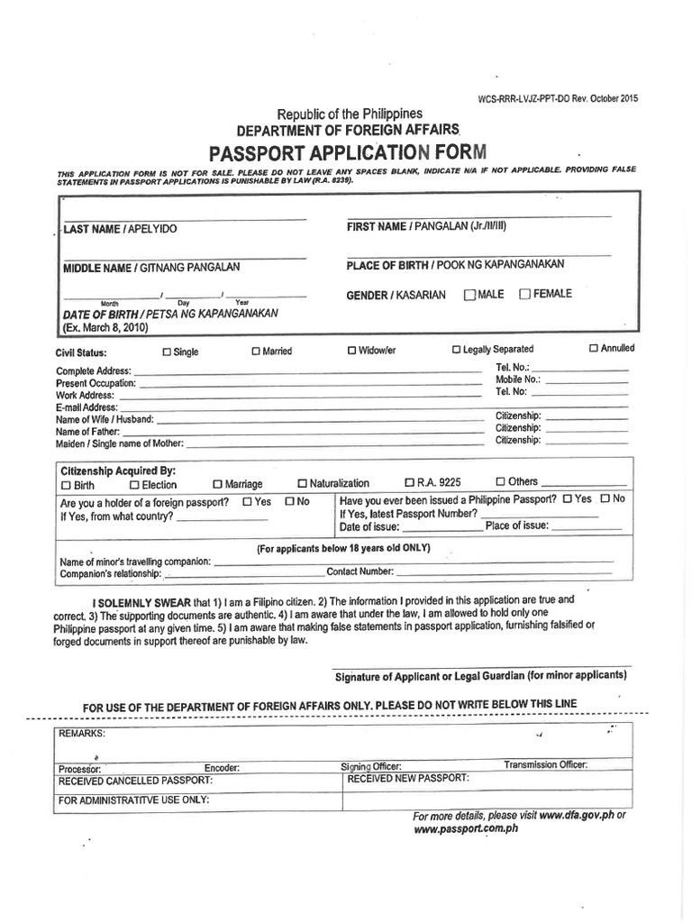 PASSPORT APPLICATION FORM (New) | PDF