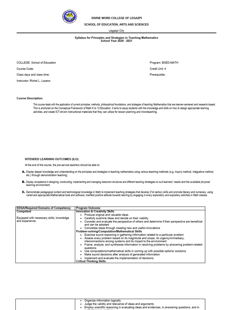 Principles & Strategies in Teaching Mathematics | PDF | Constructivism ...