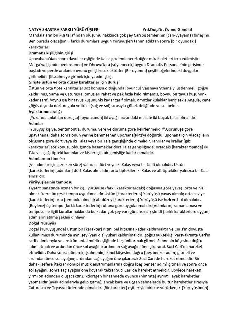 Natya Shastra Farkli Yürüyüşler | PDF