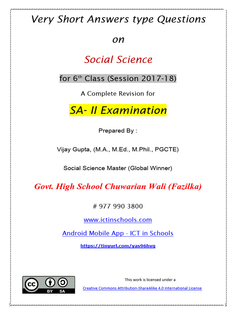 6th Class SST | PDF