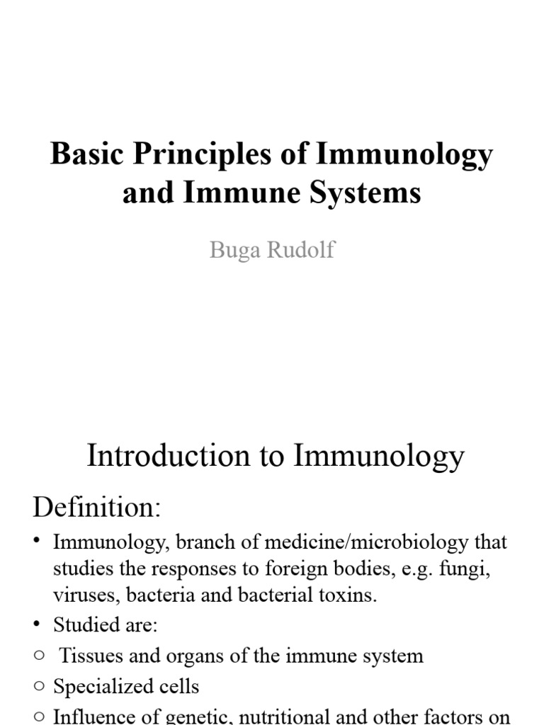 Basic Principles of Immunology and Immune Systems | PDF | Immune System ...