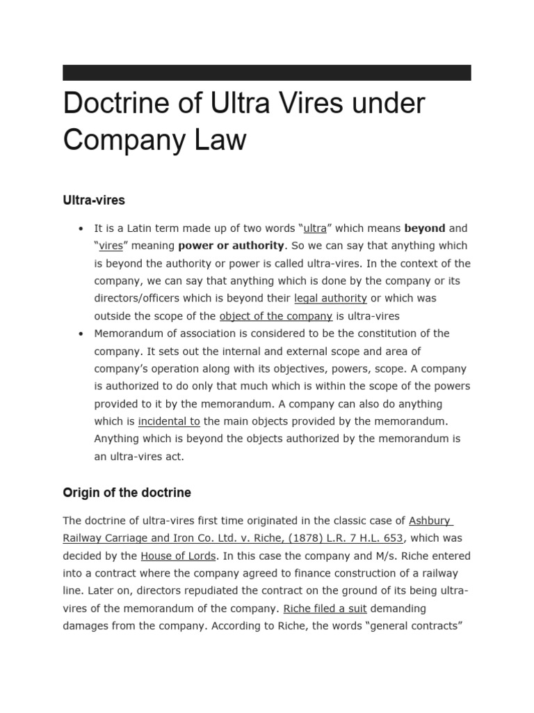 Doctrine of Ultra-Vires, Amendment of MOAAOA | PDF | Stocks | Equity ...