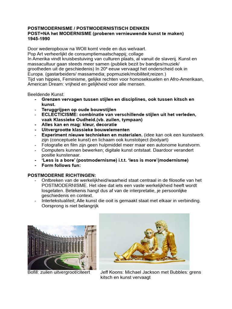POSTMODERNISME Uittreksel SI | PDF