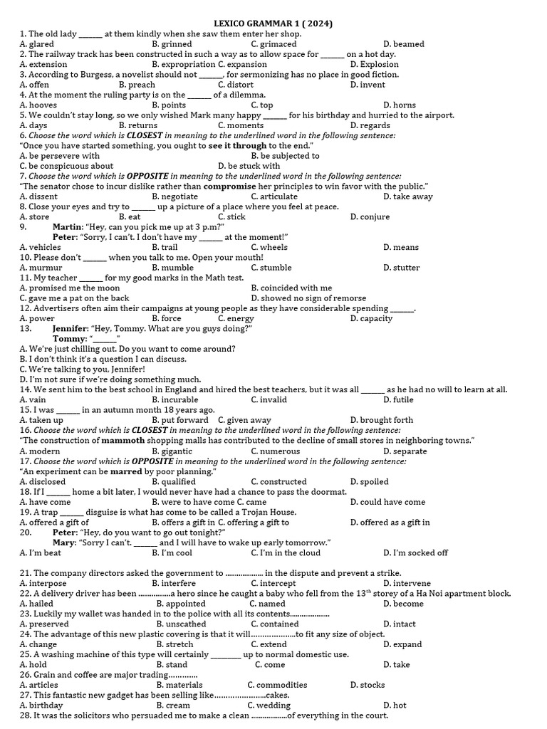 Lexico Grammar 1 | PDF
