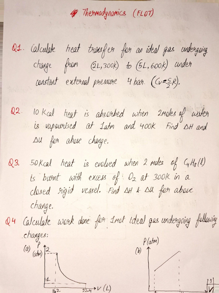 Thermodynamics - Thermochemistry Questions | PDF