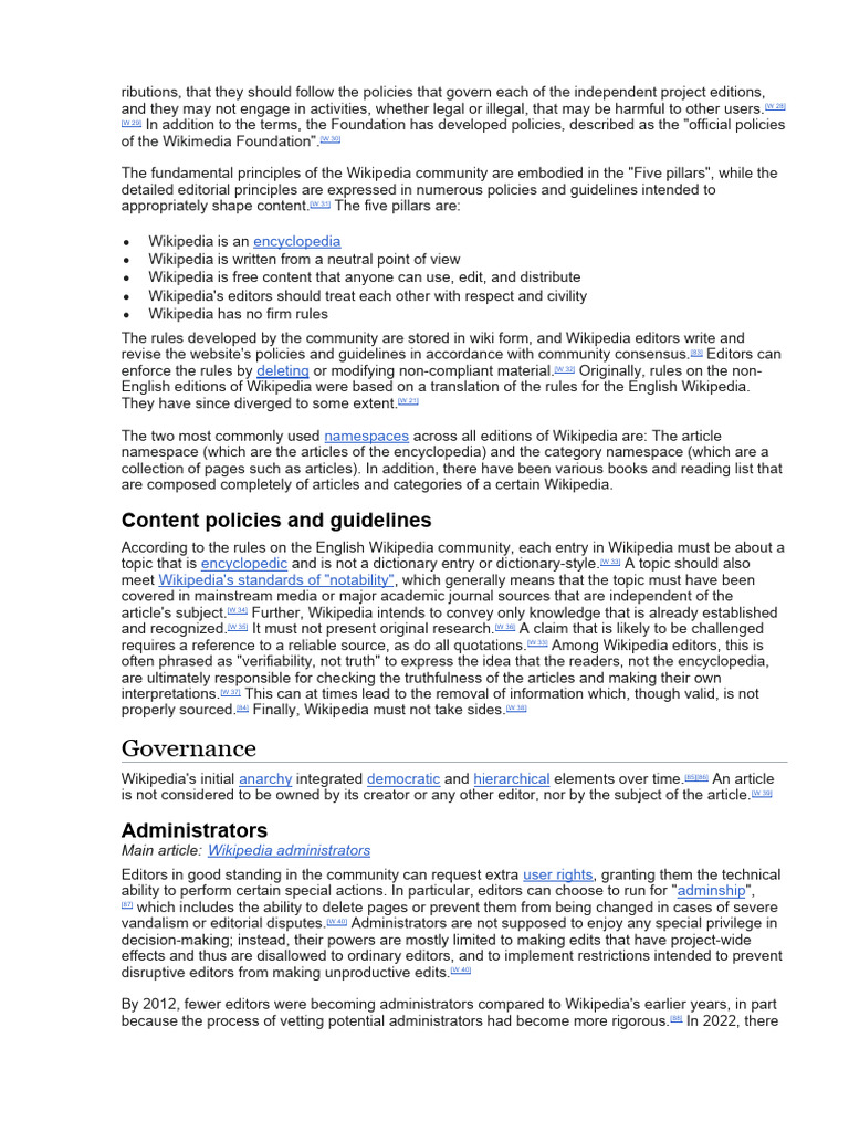 Governance: Content Policies and Guidelines | PDF | Wikipedia | Human ...