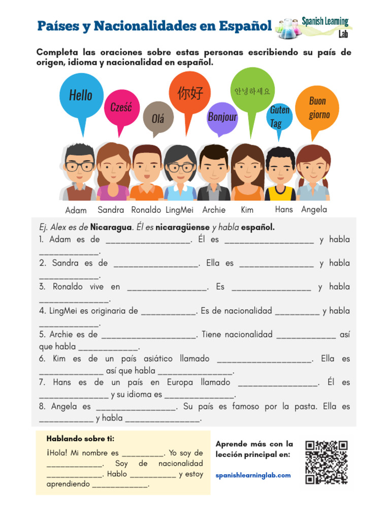 Paises y Nacionalidades Con Respuestas | PDF