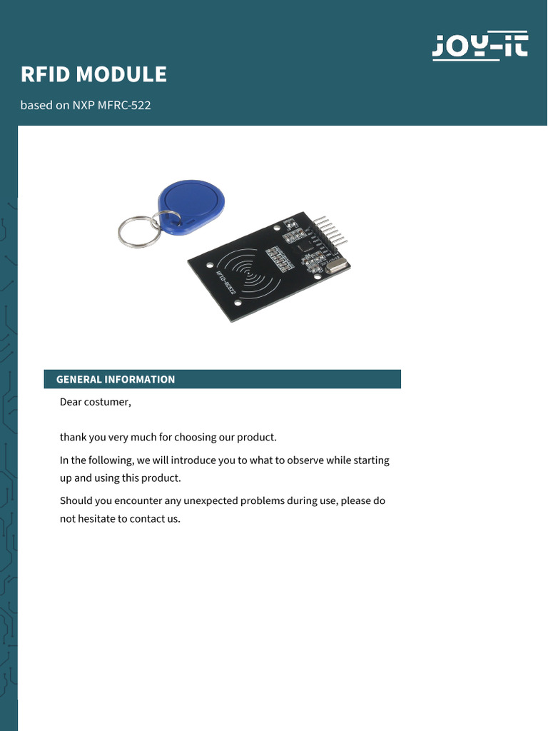 SBC RFID RC522 - Manual - 2023 09 1 | PDF | Arduino | Radio Frequency Identification