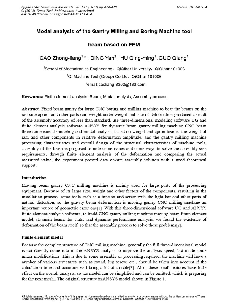 FEM Modal Analysis of Gantry Machine Beam | PDF | Finite Element Method ...