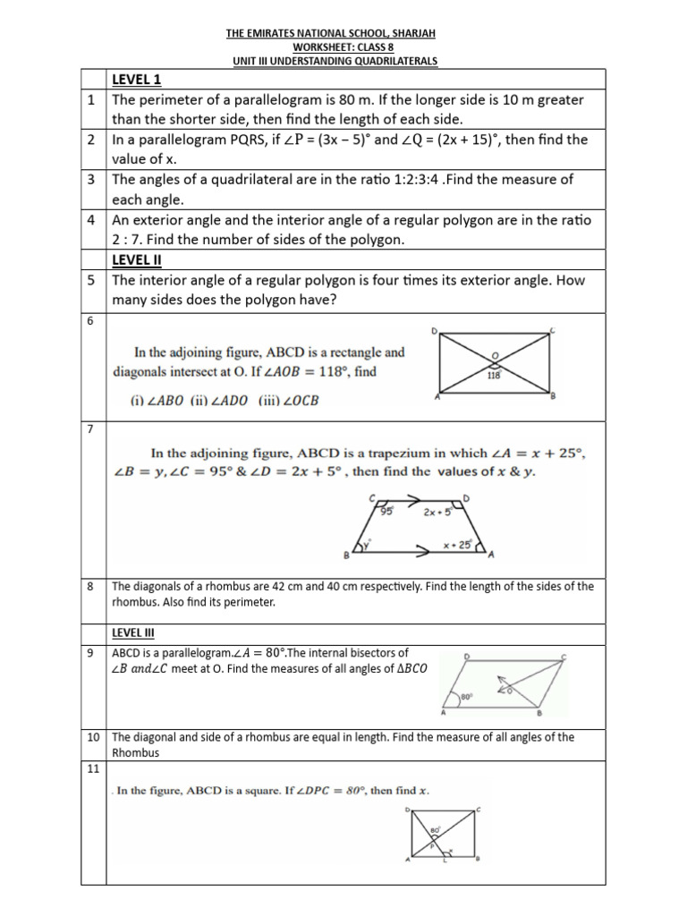 Unit III Understanding Quadrilaterals - 231117 - 101447 | PDF | Rectangle | Elementary Geometry