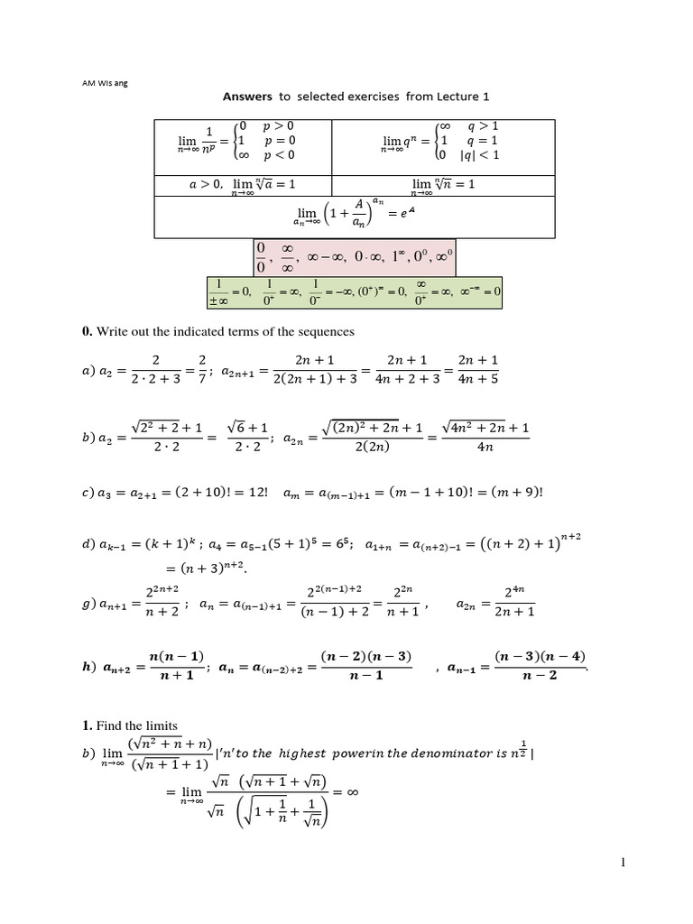 01 - HW - Sequences Solutions | PDF | Mathematical Analysis | Mathematical Objects