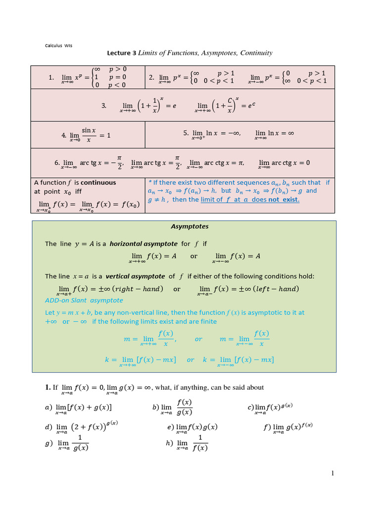 03 - HW Function Limits A Problems | PDF | Mathematical Analysis | Mathematics
